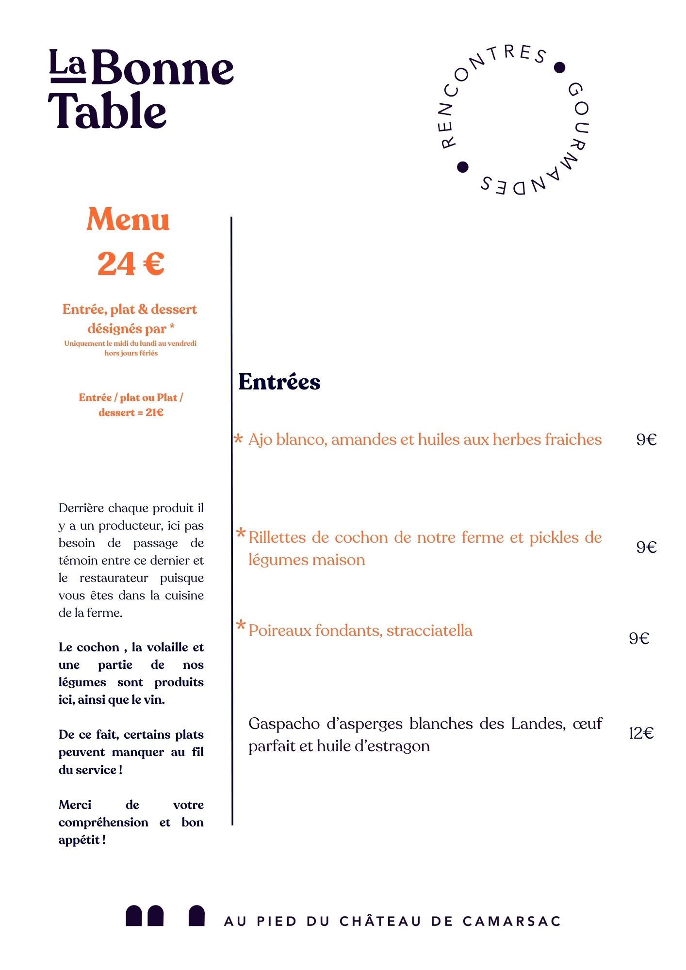 Menus – La BonneTable